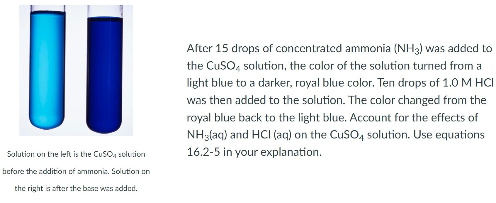 10 After 15 drops of concentrated ammonia (NH3) was | Chegg.com