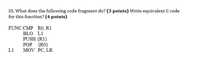 Solved III. What does the following code fragment do? (3 | Chegg.com
