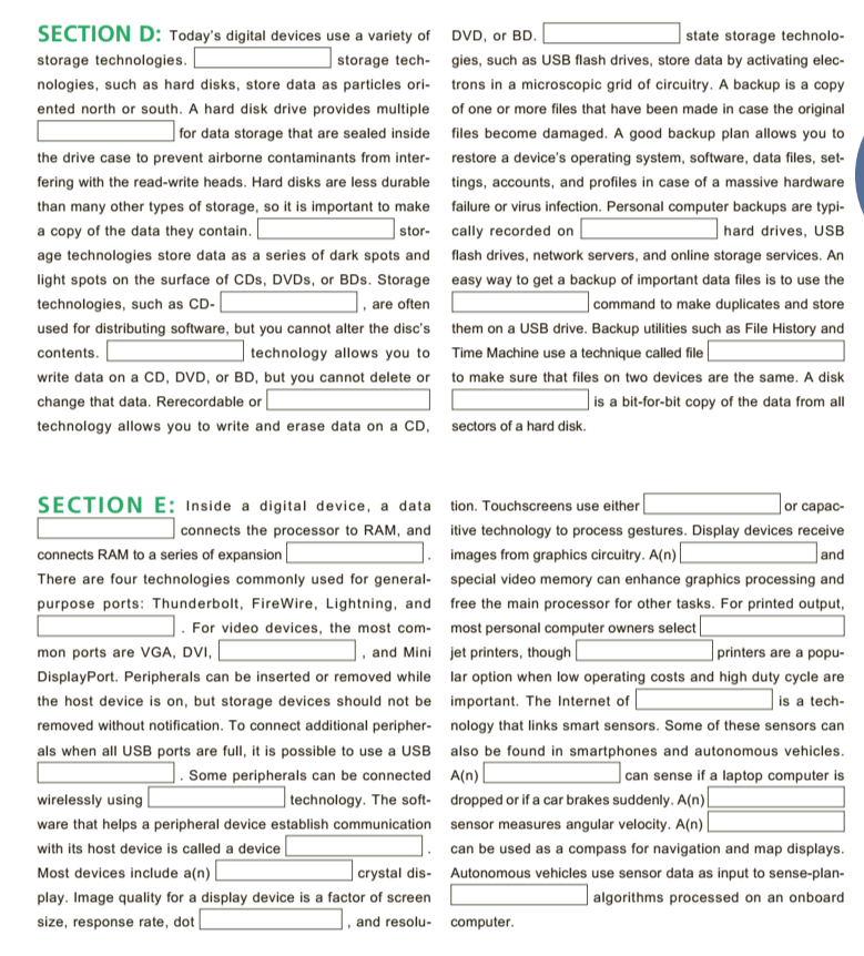 Solved SECTION D: Today's digital devices use a variety of | Chegg.com