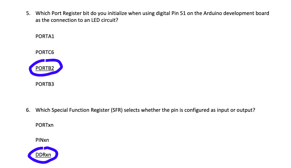 Solved 5. Which Port Register bit do you initialize when | Chegg.com