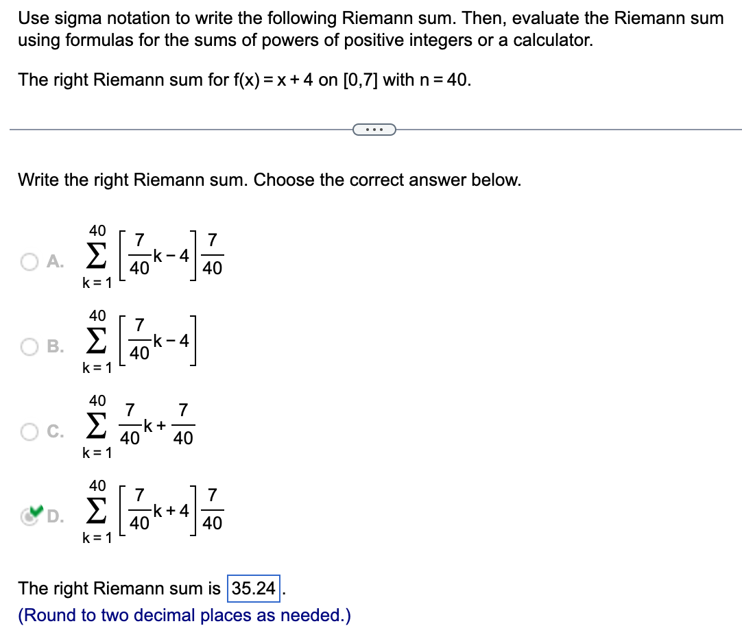 Solved Use sigma notation to write the following Riemann | Chegg.com