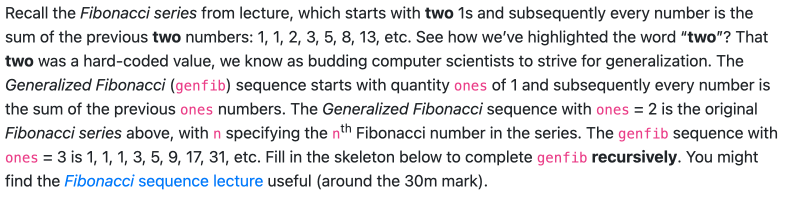 Solved Recall the Fibonacci series from lecture, which | Chegg.com