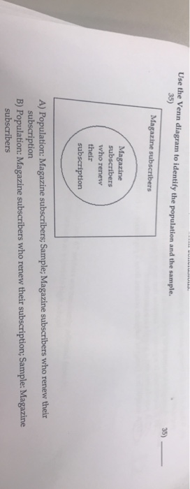 Solved Use the Venn diagram to identify the population and | Chegg.com