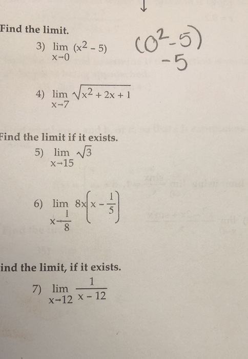 Solved Find the limit. 3) lim (x2- 5 4) lim 1%24 2x +1 Find | Chegg.com