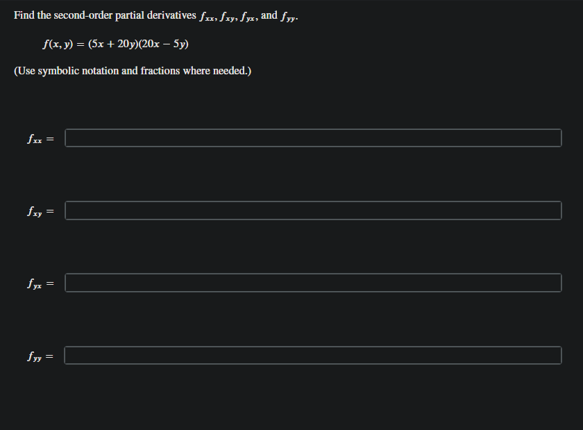Solved Find the second-order partial derivatives | Chegg.com