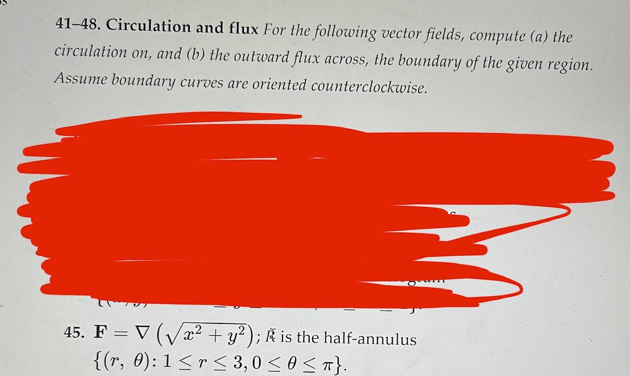 Solved 41-48. Circulation and flux For the following vector | Chegg.com