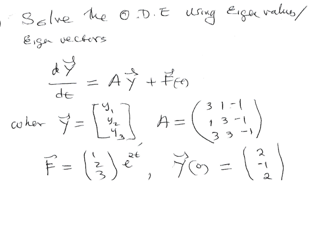 Solved • Solve the o.D.E using Eigen values/ Eigen vectors = | Chegg.com