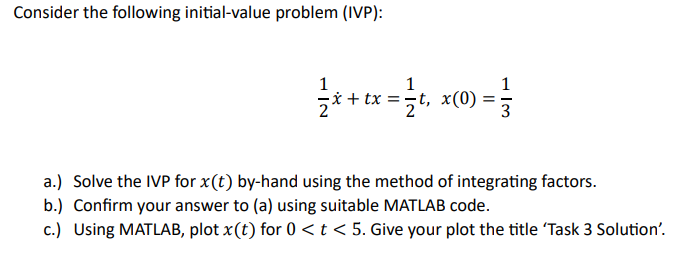 Solved Consider the following initial-value problem (IVP): | Chegg.com