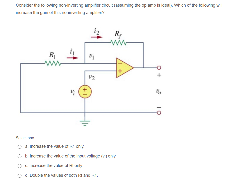 Solved Consider the following non-inverting amplifier | Chegg.com