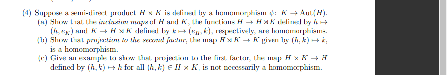 (4) Suppose a semi-direct product H x K is defined by | Chegg.com