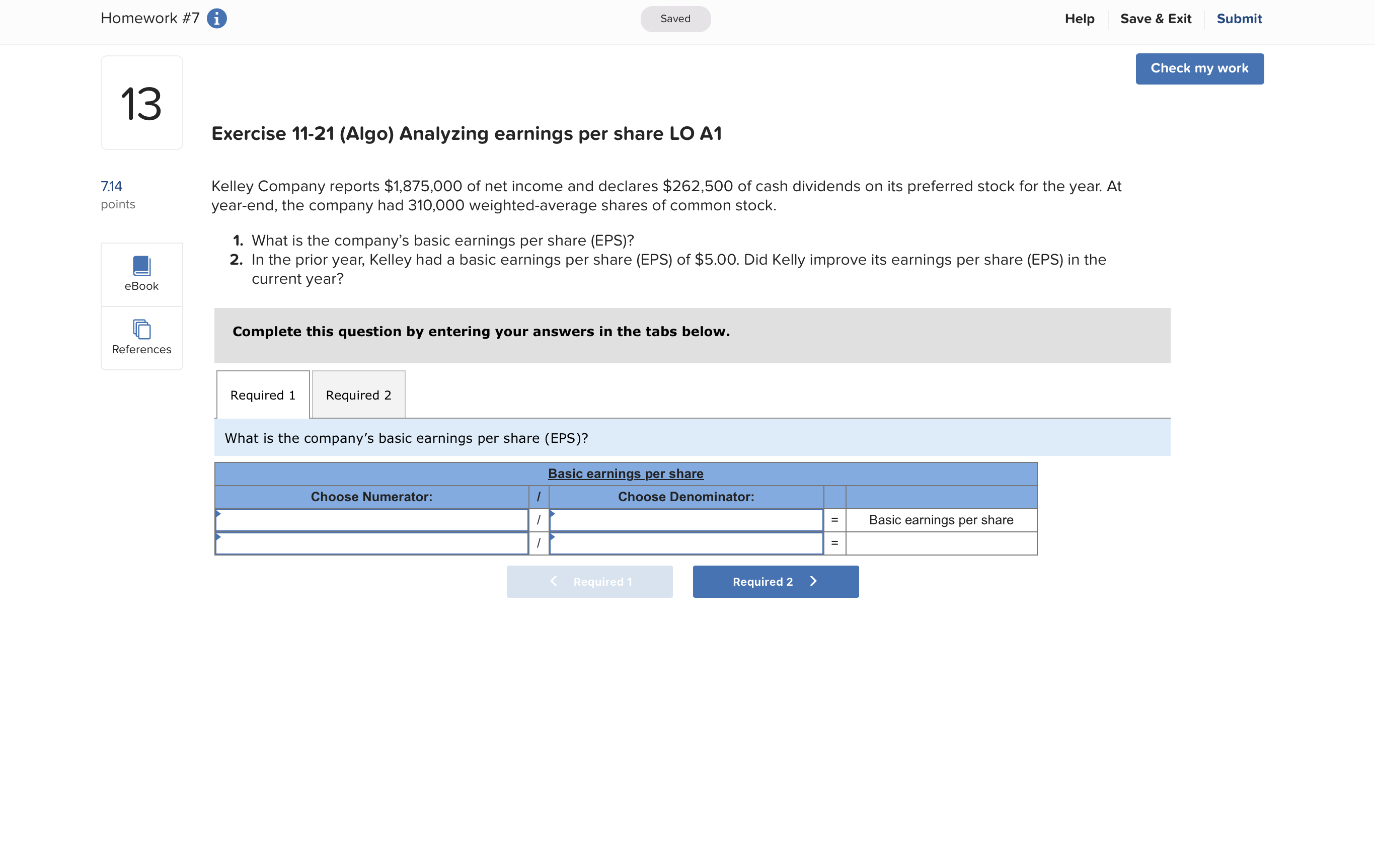 Solved Exercise 11-21 (Algo) Analyzing earnings per share LO | Chegg.com Solved Exercise 11-21 (Algo) Analyzing earnings per share LO | Chegg.com