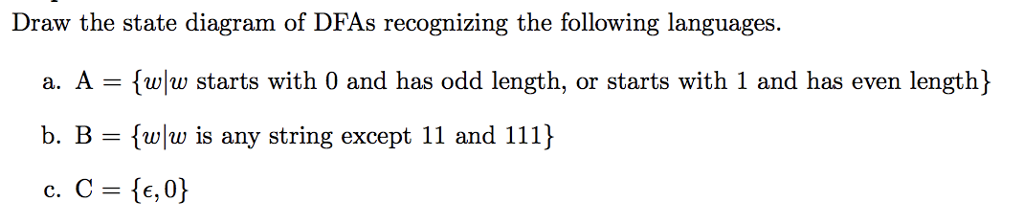 Solved Draw the state diagram of DFAs recognizing the | Chegg.com