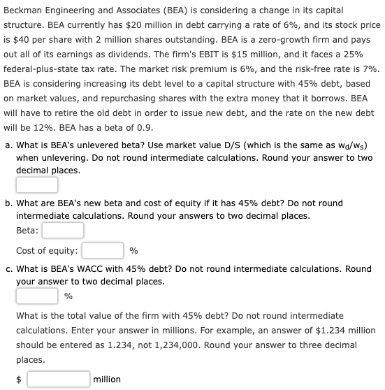 Solved Beckman Engineering and Associates (BEA) ﻿is | Chegg.com