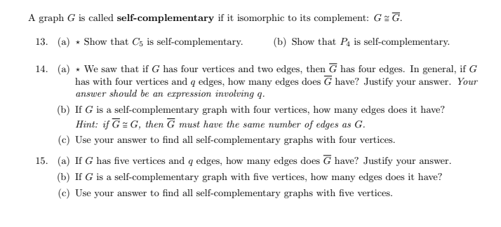 Solved 9. Find the complement of each graph. | Chegg.com