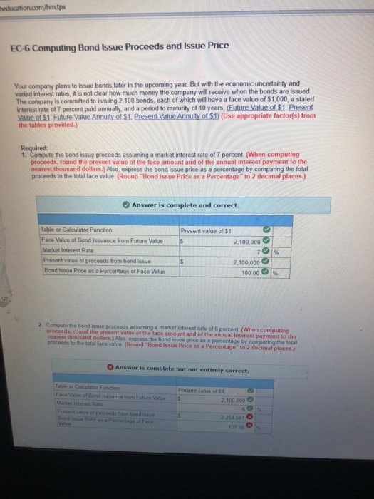 Solved EC-6 Computing Bond Issue Proceeds and Issue Price | Chegg.com