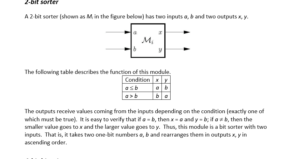 Solved Write Verilog code for the bit sorter with two inputs | Chegg.com