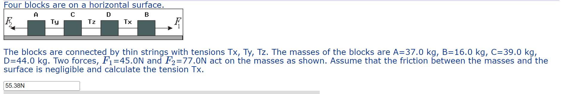 Solved The blocks are connected by thin strings with | Chegg.com