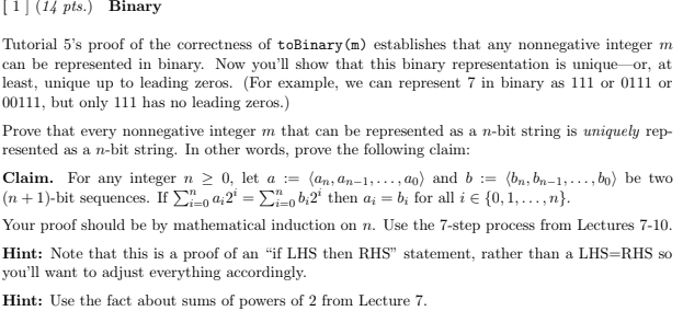 Solved [1] (toBinary) Consider the algorithm below, which | Chegg.com