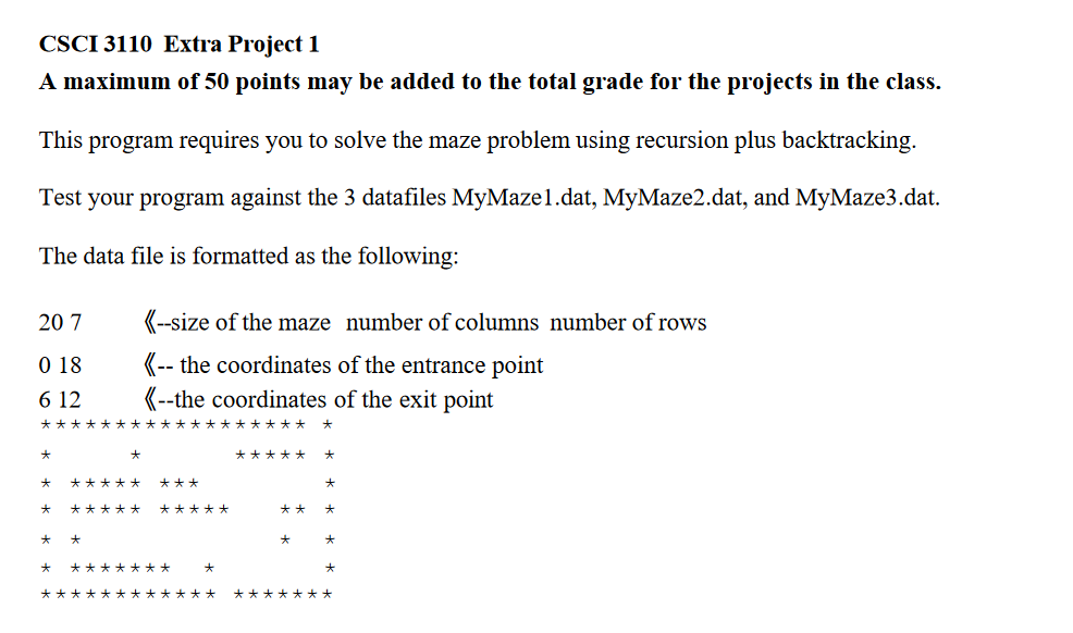 CSCI 3110 Extra Project 1 A maximum of 50 points may | Chegg.com
