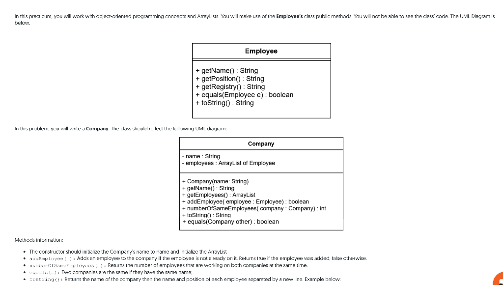 In this practicum, you will work with object-oriented | Chegg.com