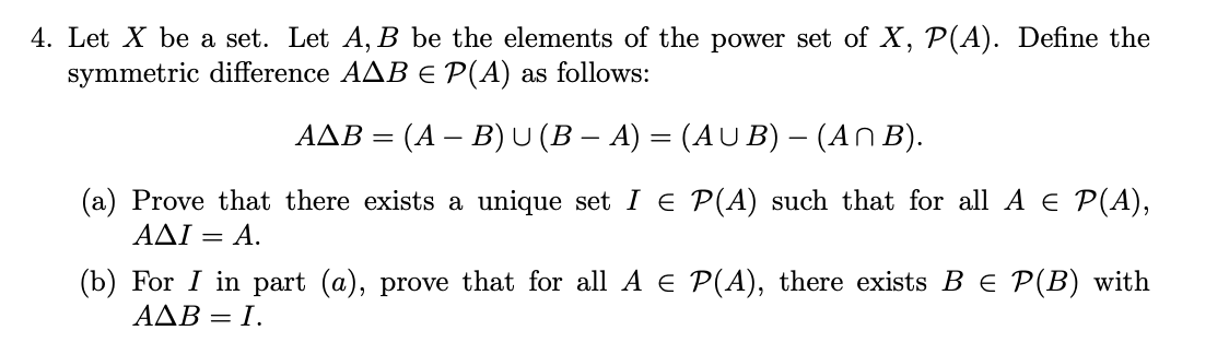 Solved 4. Let X be a set. Let A, B be the elements of the | Chegg.com