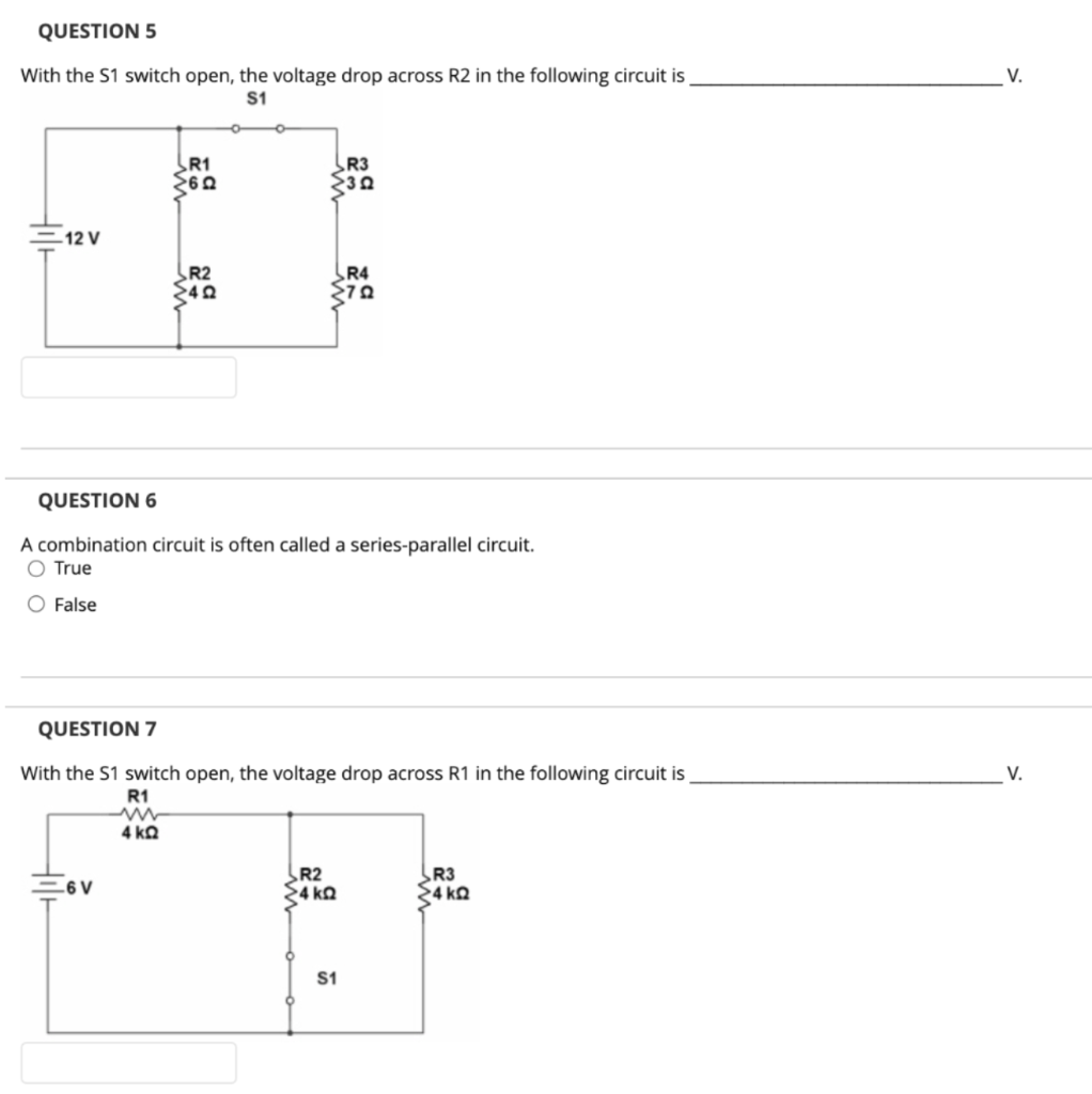 Solved QUESTION 5 V. With the S1 switch open, the voltage | Chegg.com