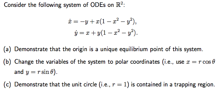 Solved Consider the following system of ODEs on R2: • =-y | Chegg.com