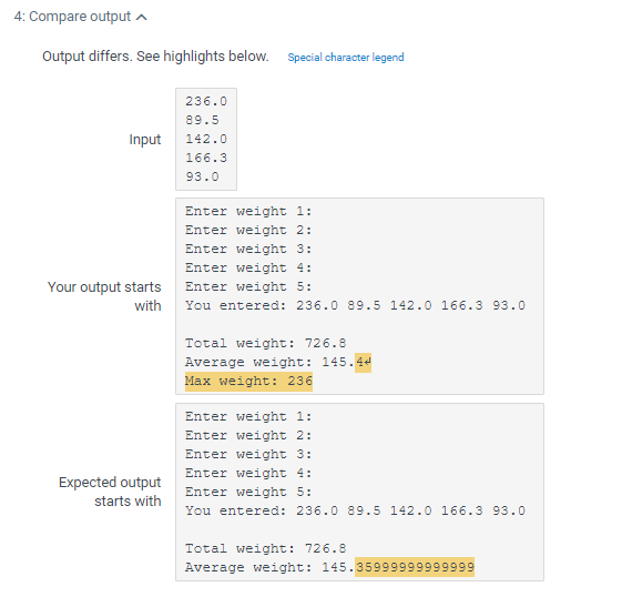 Solved 6: Compare output A Output differs. See highlights | Chegg.com