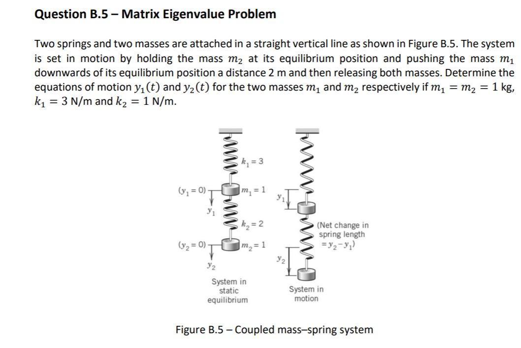Solved Question B.5 - Matrix Eigenvalue Problem Two springs | Chegg.com