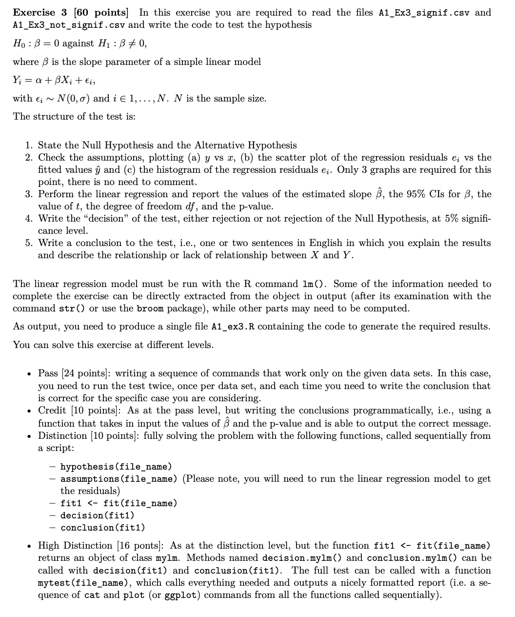 Solved Exercise 3 [60 points] In this exercise you are | Chegg.com