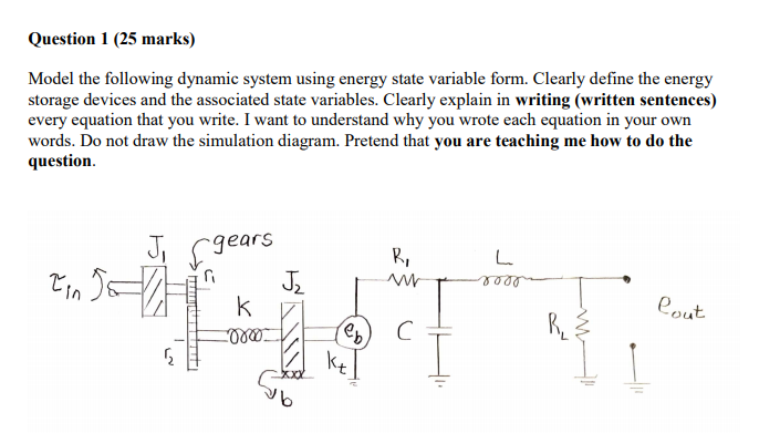 Solved Model The Following Dynamic System Using Energy State