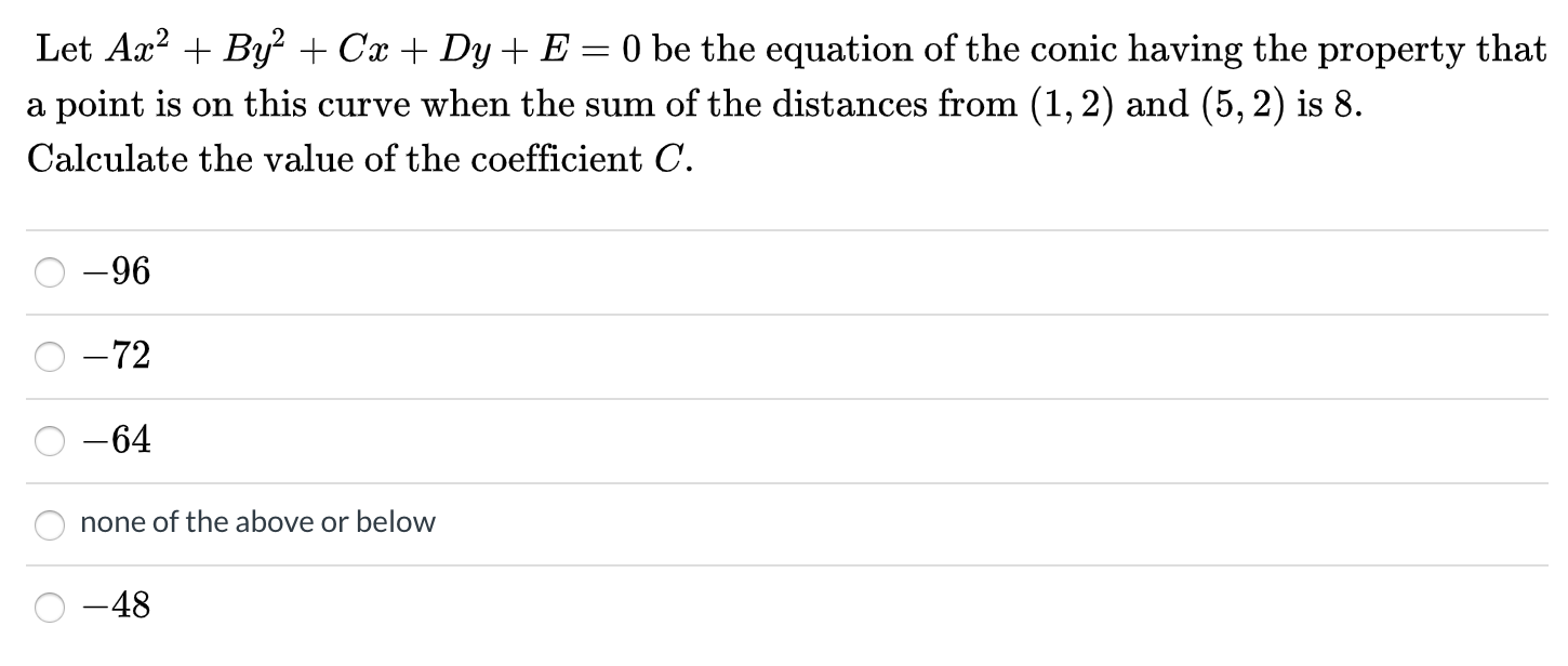 Solved Let Ax? + By? + Cx + Dy + E = ( be the equation of | Chegg.com