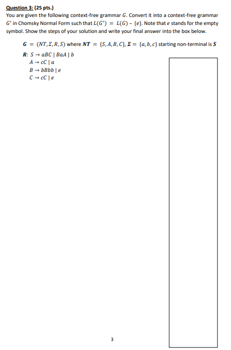Solved Question 3: (25 pts.) You are given the following | Chegg.com