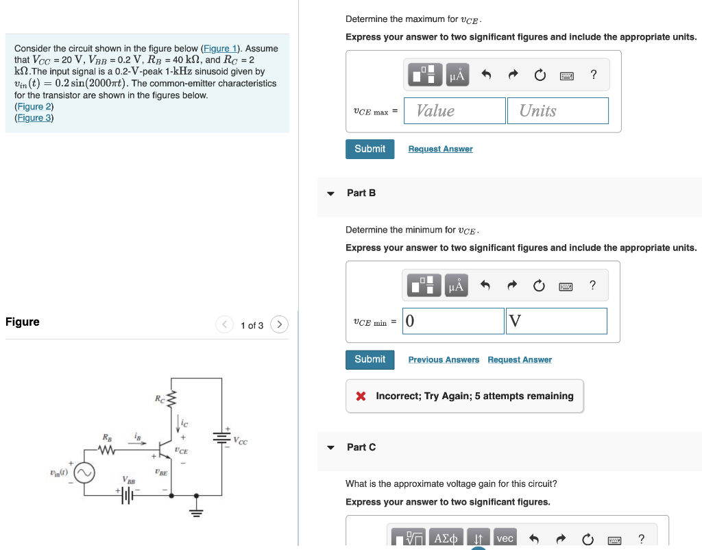 Solved Determine the maximum for vCE. Consider the circuit | Chegg.com