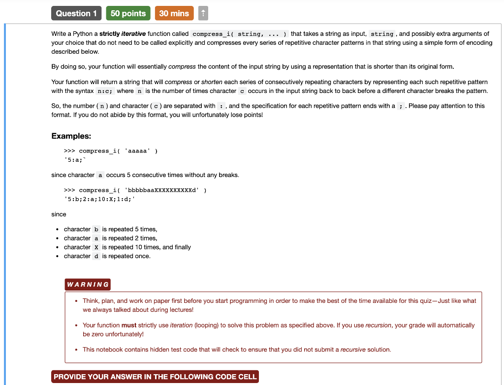 Solved Question 1 50 points 30 mins Write a Python a | Chegg.com
