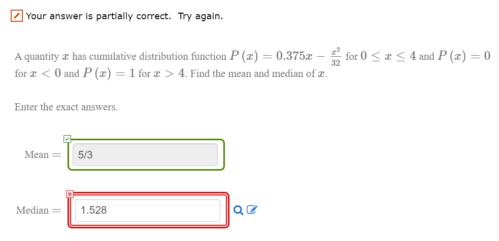 Solved Your answer is partially correct. Try again. for 0