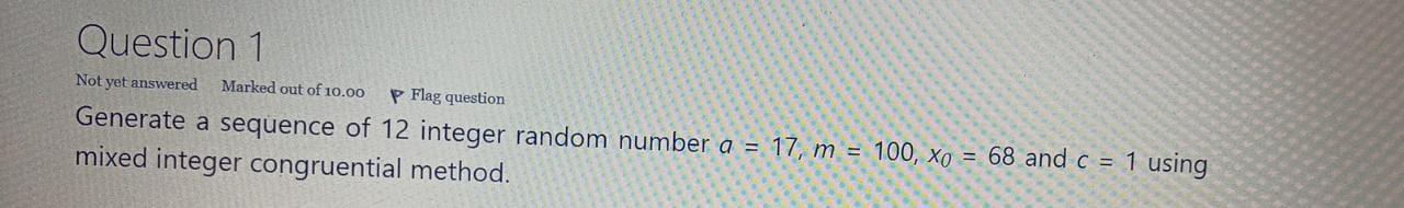 Solved Not yet answered Marked out of 10.00 Question 1 P | Chegg.com