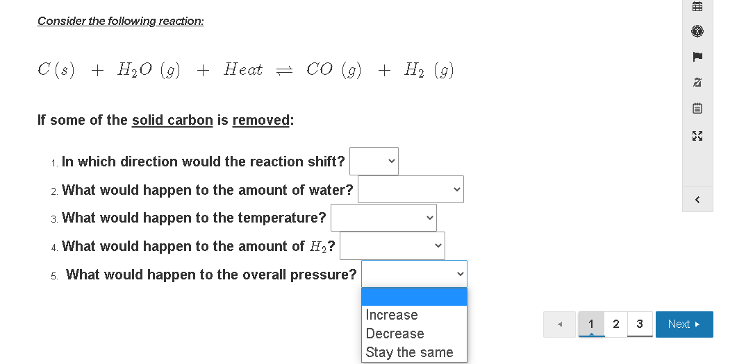 Solved Consider the following reaction: C(s) + H2O (9) + | Chegg.com