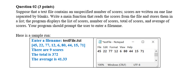 Solved Question 02 (3 points) Suppose that a text file | Chegg.com
