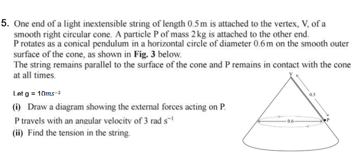 Solved 5. One end of a light inextensible string of length | Chegg.com