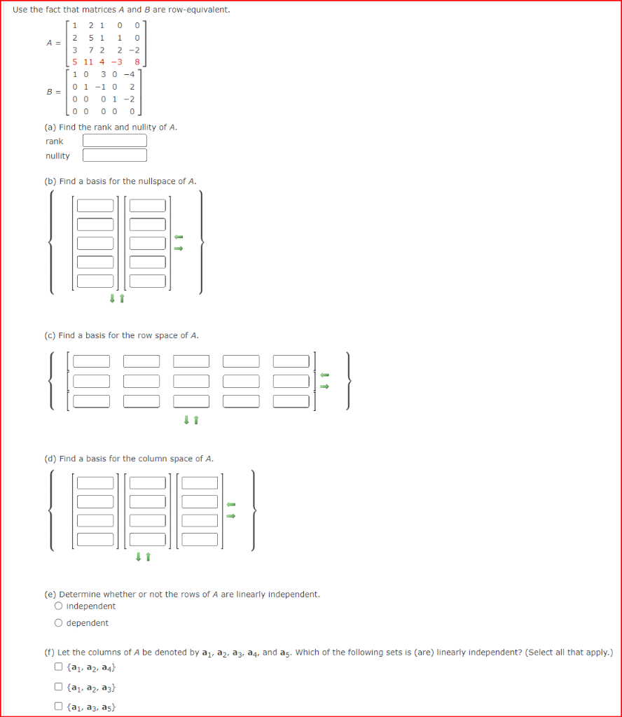 Solved Use the fact that matrices A and B are | Chegg.com