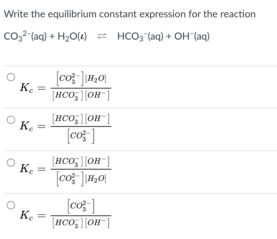 Equilibrium Expression