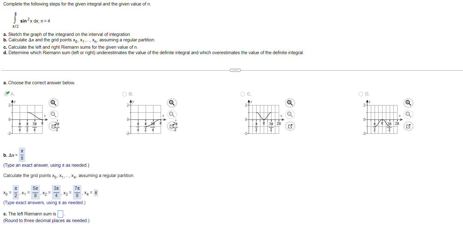 Solved Complete the following steps for the given integral | Chegg.com