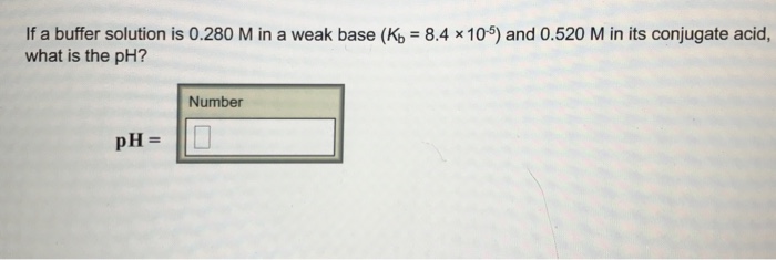 Solved If a buffer solution is 0.280 M in a weak base | Chegg.com