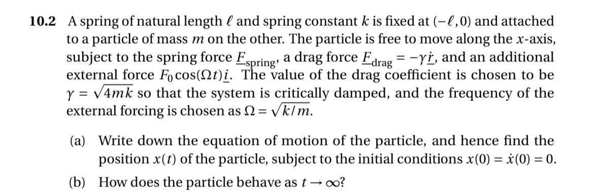 Solved 0.2 A spring of natural length ℓ and spring constant | Chegg.com