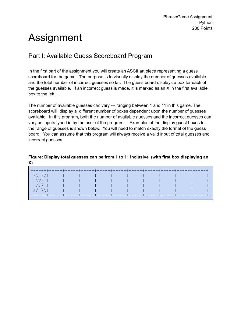 Solved Part I: Available Guess Scoreboard Program In the | Chegg.com