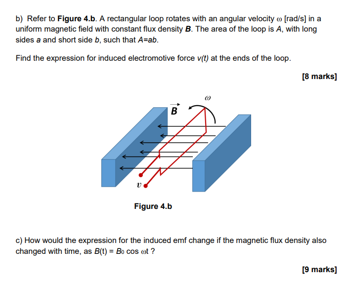 Solved b) Refer to Figure 4.b. A rectangular loop rotates | Chegg.com