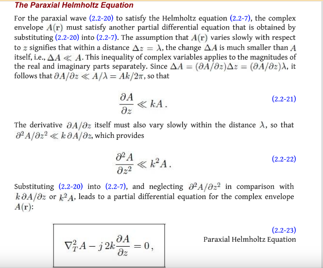 Solved Derive the paraxial Helmholtz equation (2.2-23) | Chegg.com