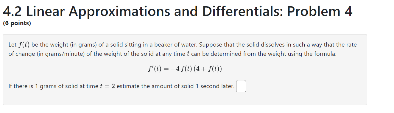 Solved 4.2 Linear Approximations and Differentials: Problem | Chegg.com