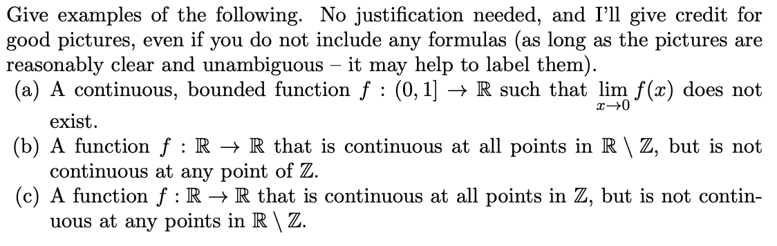 Solved 30 Give examples of the following. No justification | Chegg.com